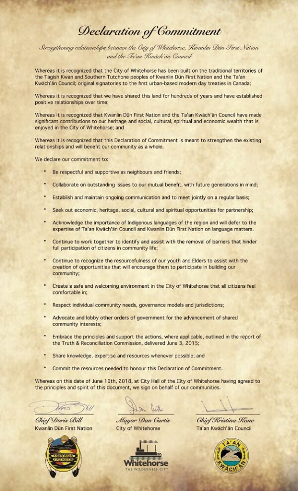 Declaration of Commitment News Release - Kwanlin Dün First Nation