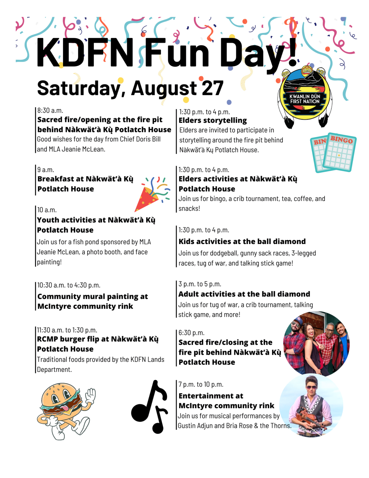 The KDFN Fun day schedule is here! - Kwanlin Dün First Nation