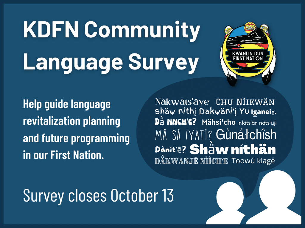 The Community Language Survey is now open! - Kwanlin Dün First Nation