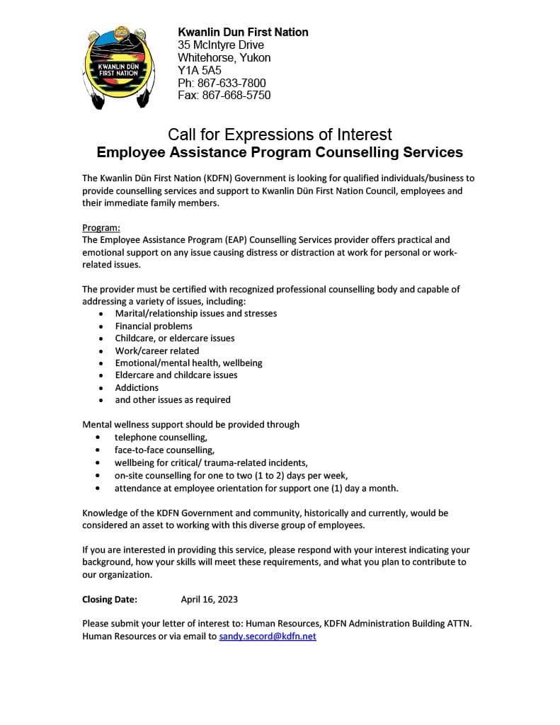 Call for Expressions of Interest - Employee Assistance Program ...