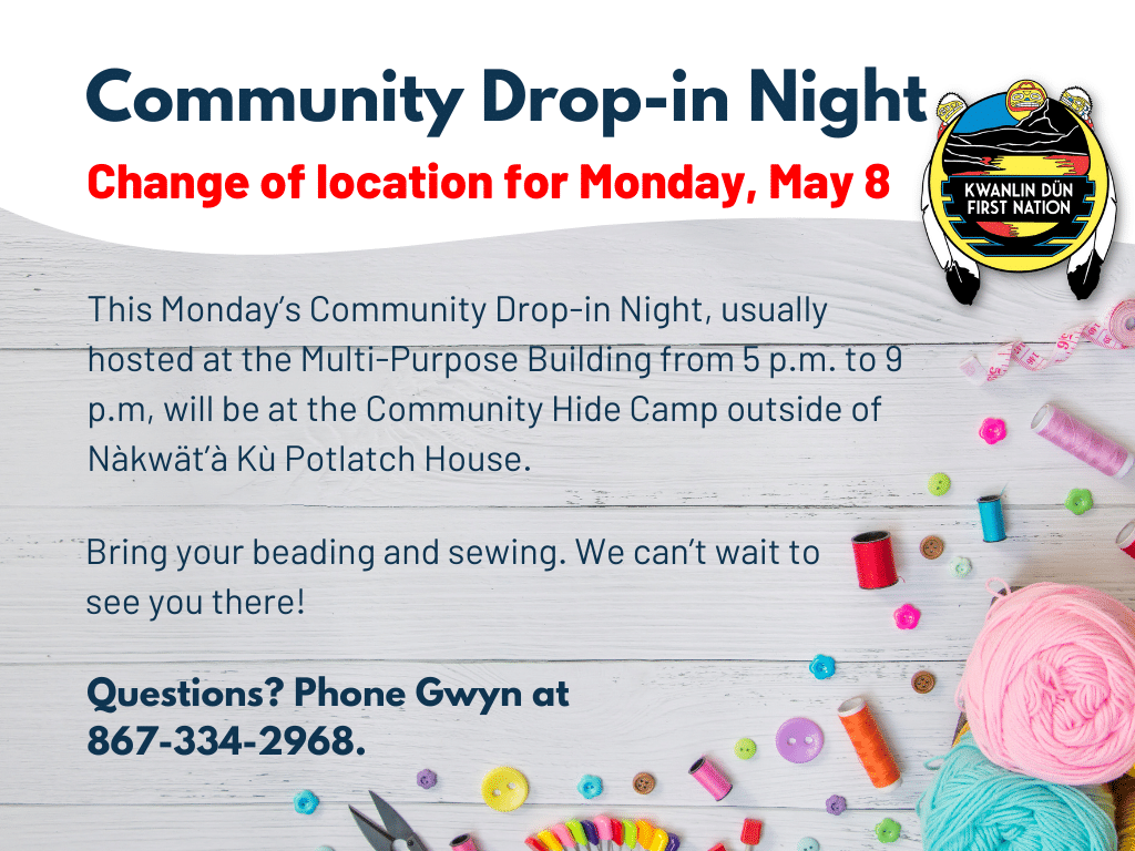This Monday’s Community Drop-in Night will be outside of Nàkwät’à Kù ...
