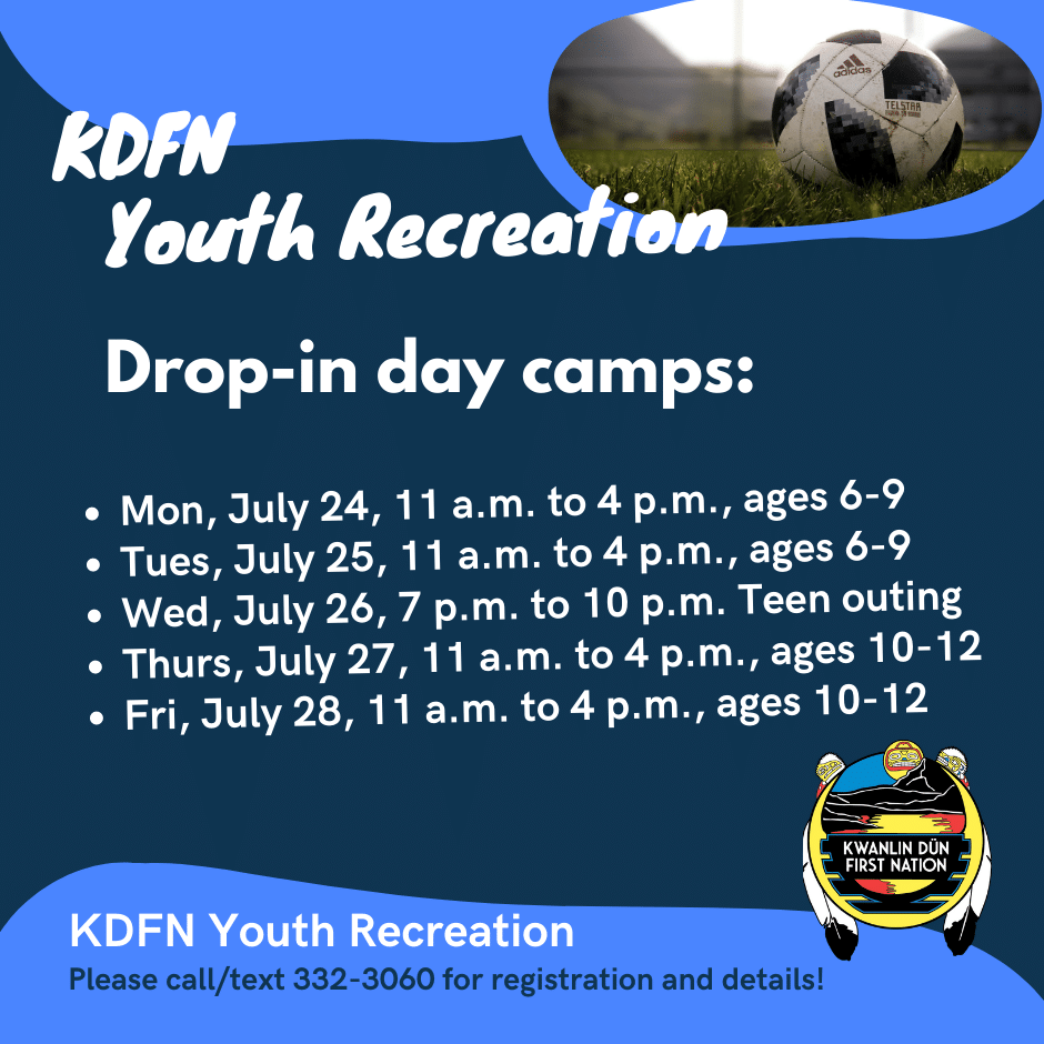 Youth Rec drop-in day camps - Kwanlin Dün First Nation